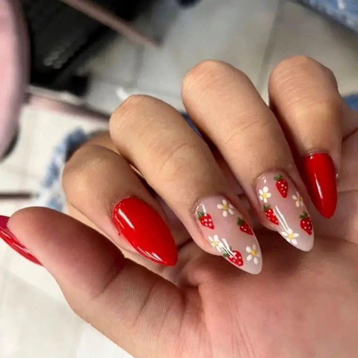 Adorable Strawberry Nail Ideas For Summer - Winky Pink