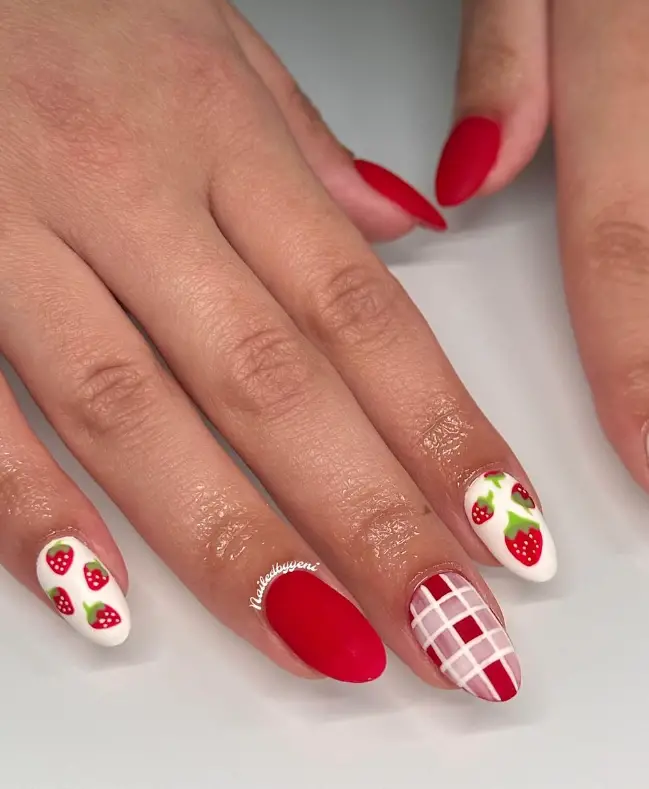 Adorable Strawberry Nail Ideas For Summer - Winky Pink