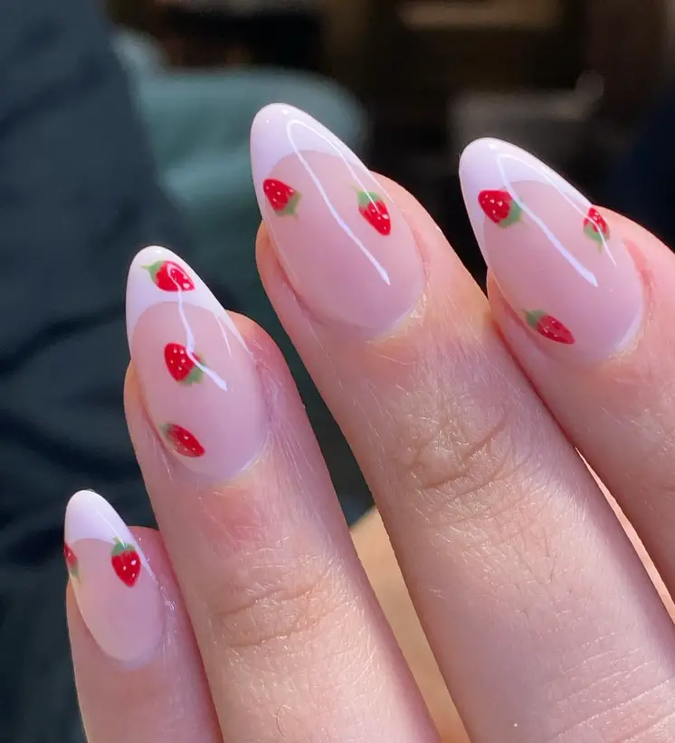 Adorable Strawberry Nail Ideas For Summer - Winky Pink