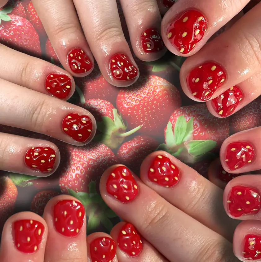 Adorable Strawberry Nail Ideas For Summer - Winky Pink