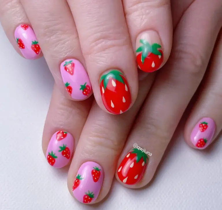 Adorable Strawberry Nail Ideas For Summer - Winky Pink